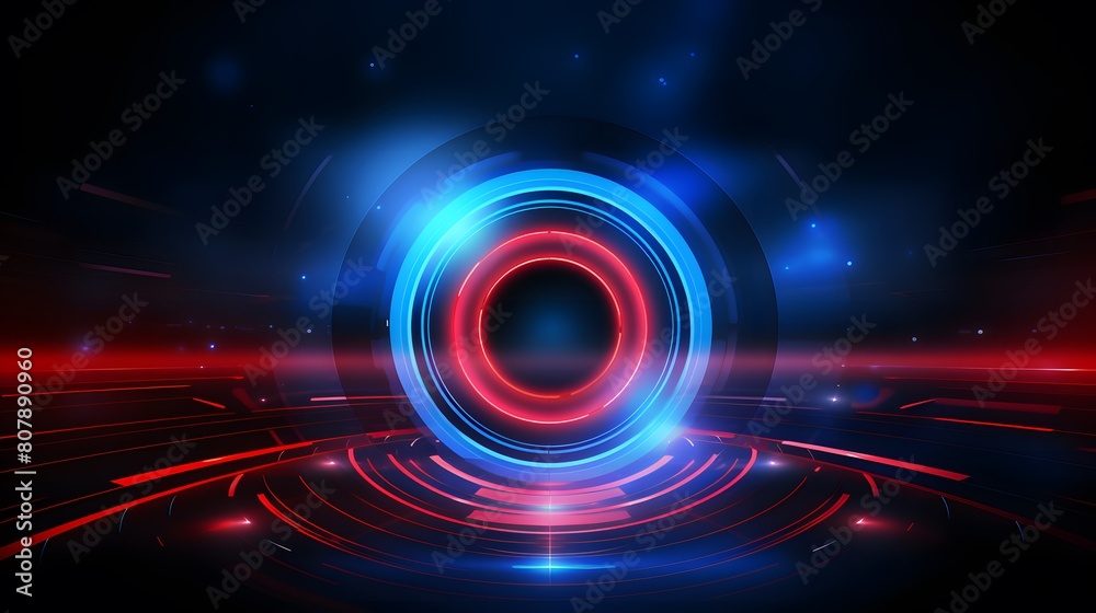 red and blue Abstract technology background circles digital hi-tech ...