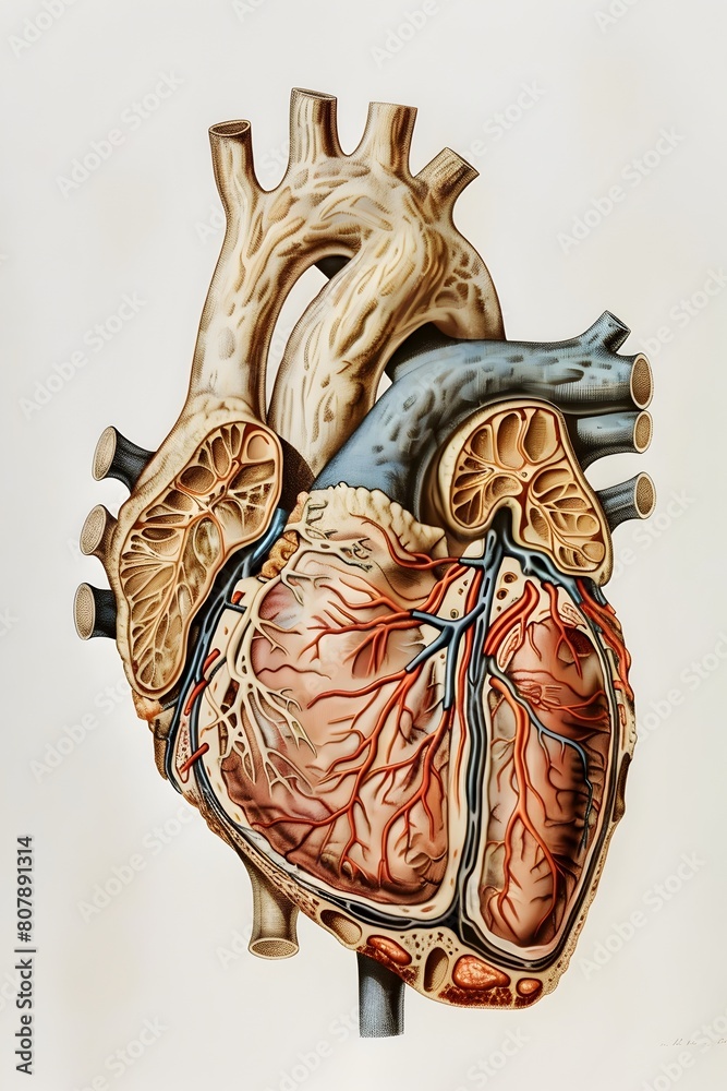 Detailed Cross Section of the Human Heart Showcasing Its Intricate ...