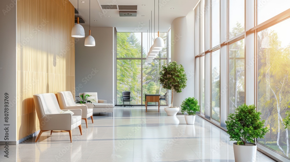 A doctor's office with large windows offering plenty of natural light ...