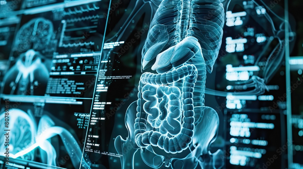 A detailed Xray of the gastrointestinal system enhanced with visual ...