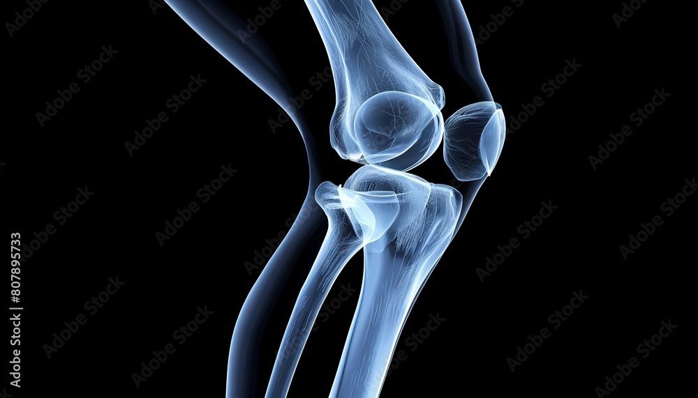 X-ray of human knee joint views of the femur, patella, and tibia ...