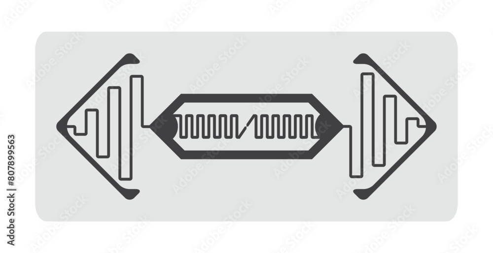 RFID tag on adhesive film with semiconductor microchip and sine wave ...