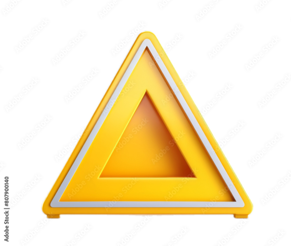 Realistic yellow triangle warning sign isolated on transparent ...