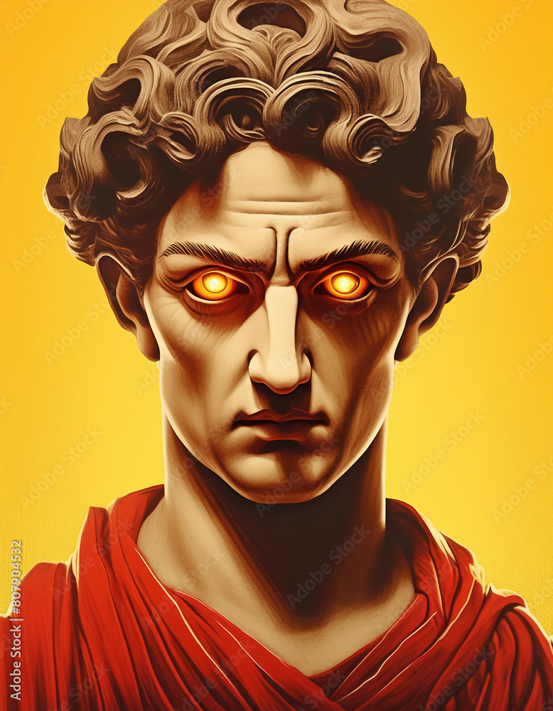 fantasy illustration of the ancient bust of a roman emperor or ...