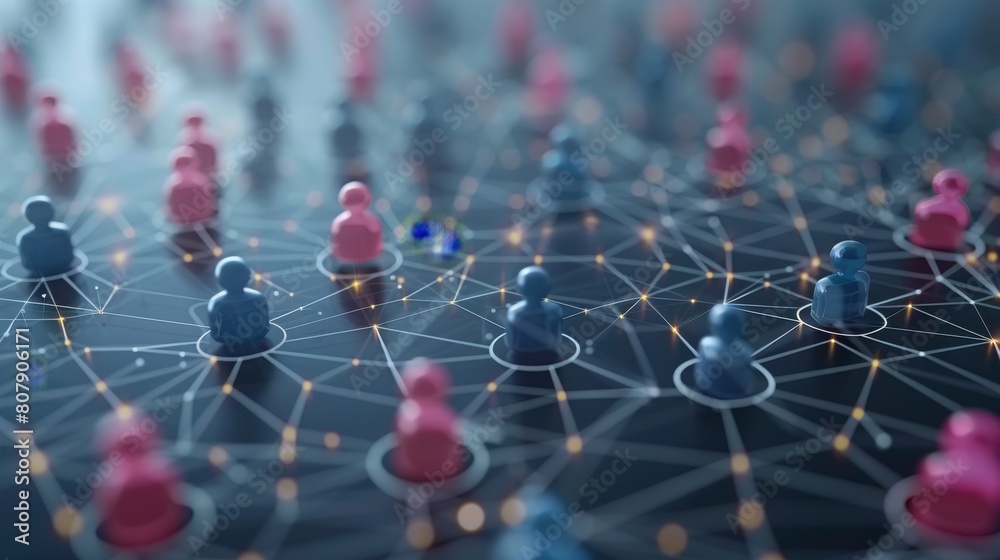 Virtual meeting concept, showcasing a network of circles with diverse ...