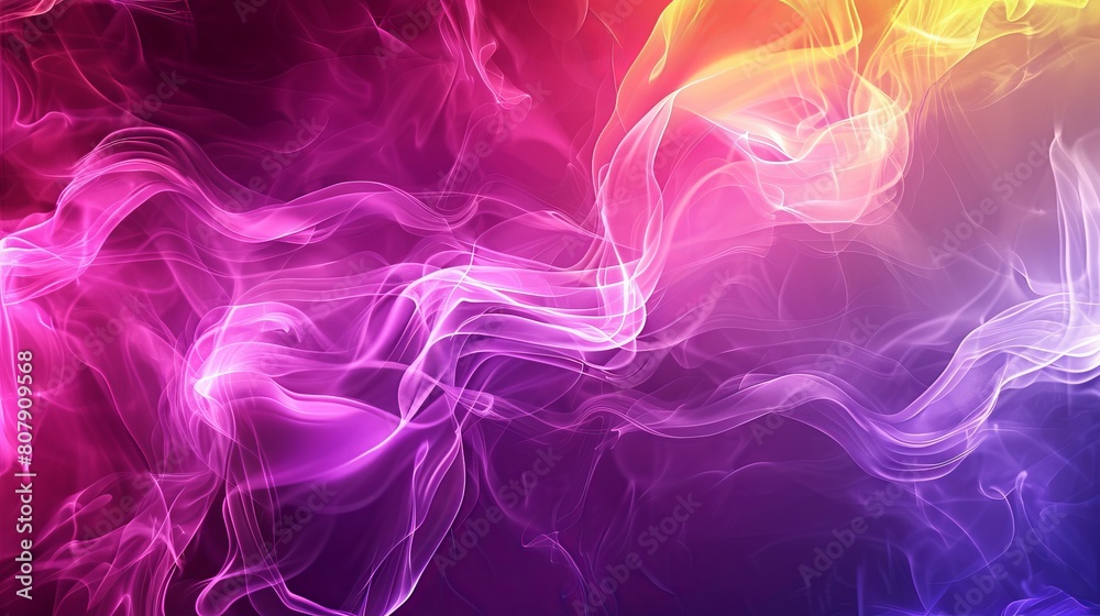 Smoke on abstract background. White fog or fume wave in neon purple ...