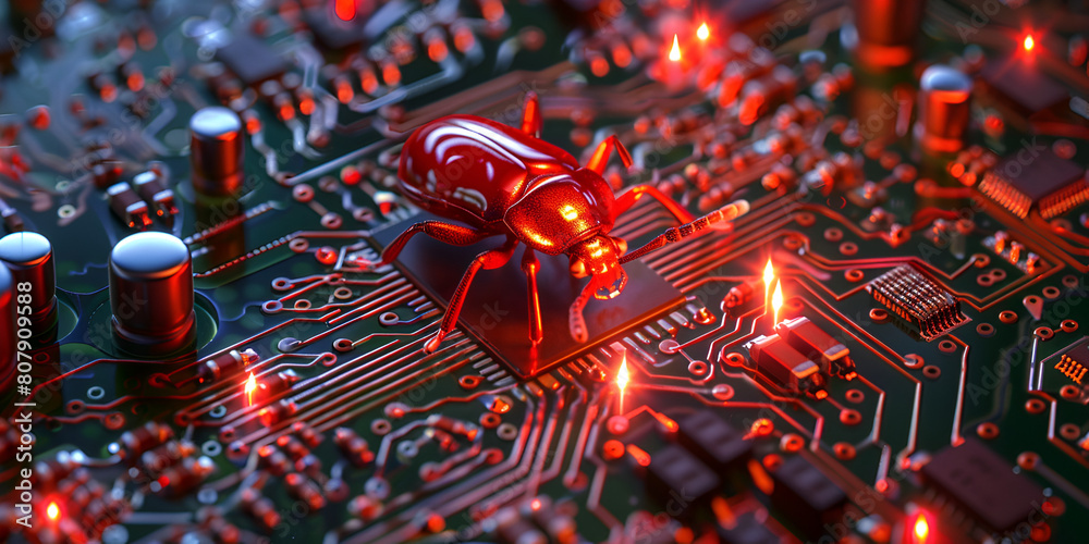 Circuit Board with Liquid Splash Illustration Technology Concept with ...