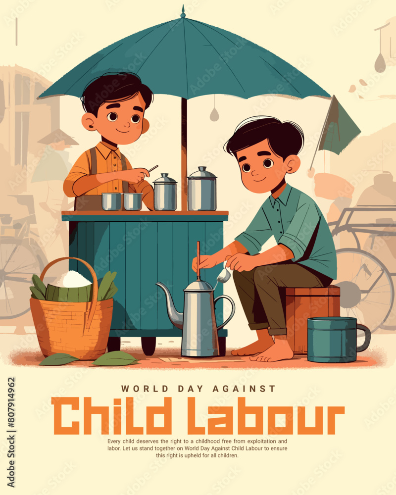 World Day Against Child Labour Social media post template banner Stock ...