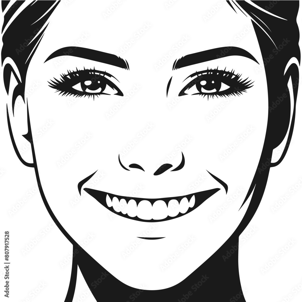 Woman Siling face vector silhouette isolated on white background Stock ...