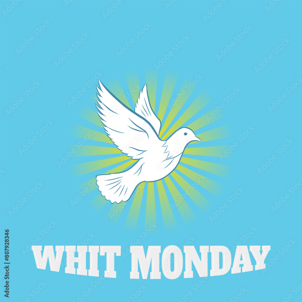 Whit Monday illustration image background with dove and bright yellow ...