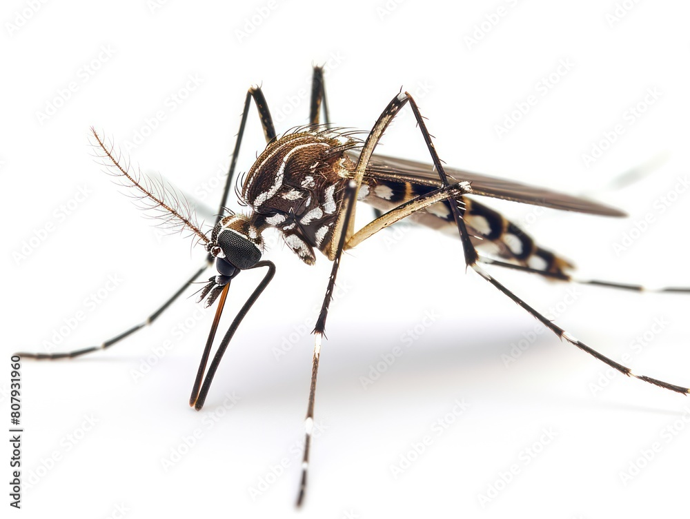 dengue mosquito, aedes aegypti, on white background Stock Illustration ...