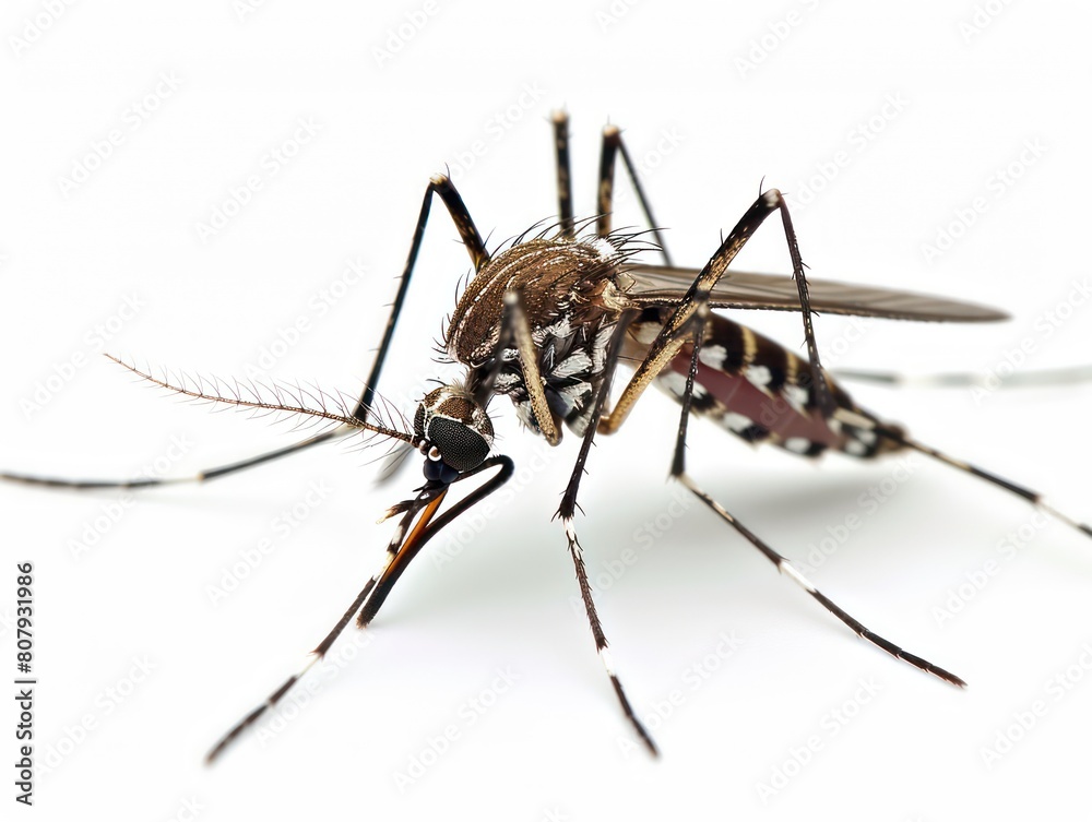 dengue mosquito, aedes aegypti, on white background Stock Illustration ...