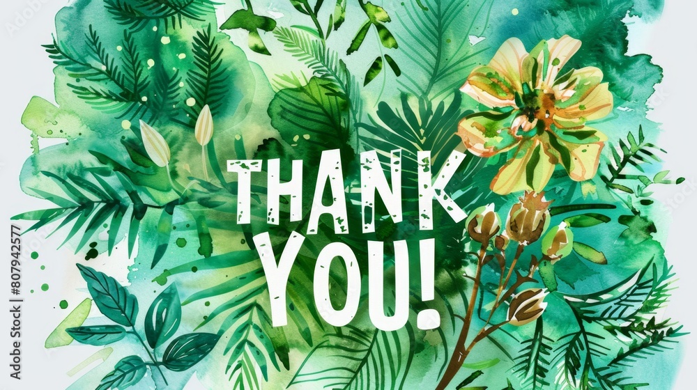 Vibrant Watercolor Floral Thank You Greeting Card Design Stock ...