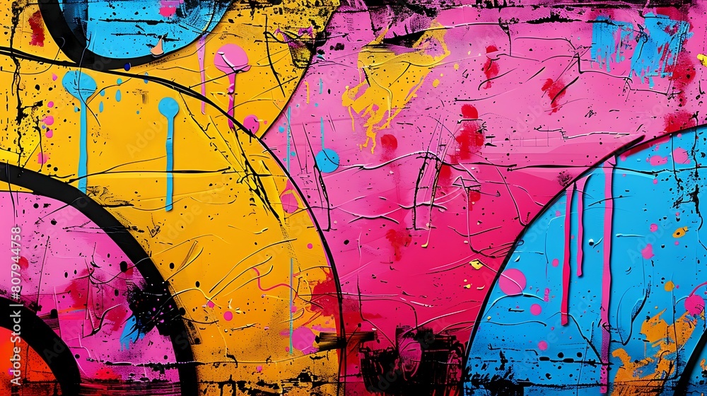 Bright pop art graffiti wall textured background wallpaper design ...