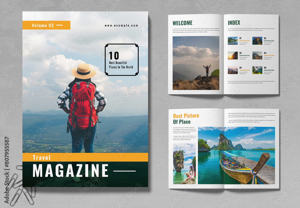 Travel Magazine Template Layout Stock Template | Adobe Stock