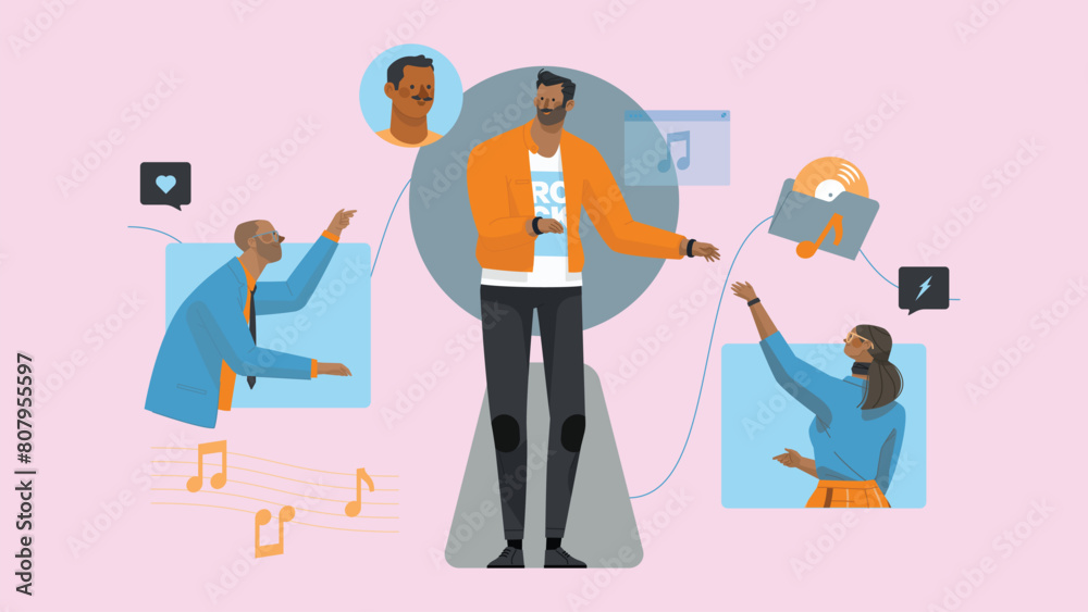 Online survey and testing vector illustration. Young man pass test ...