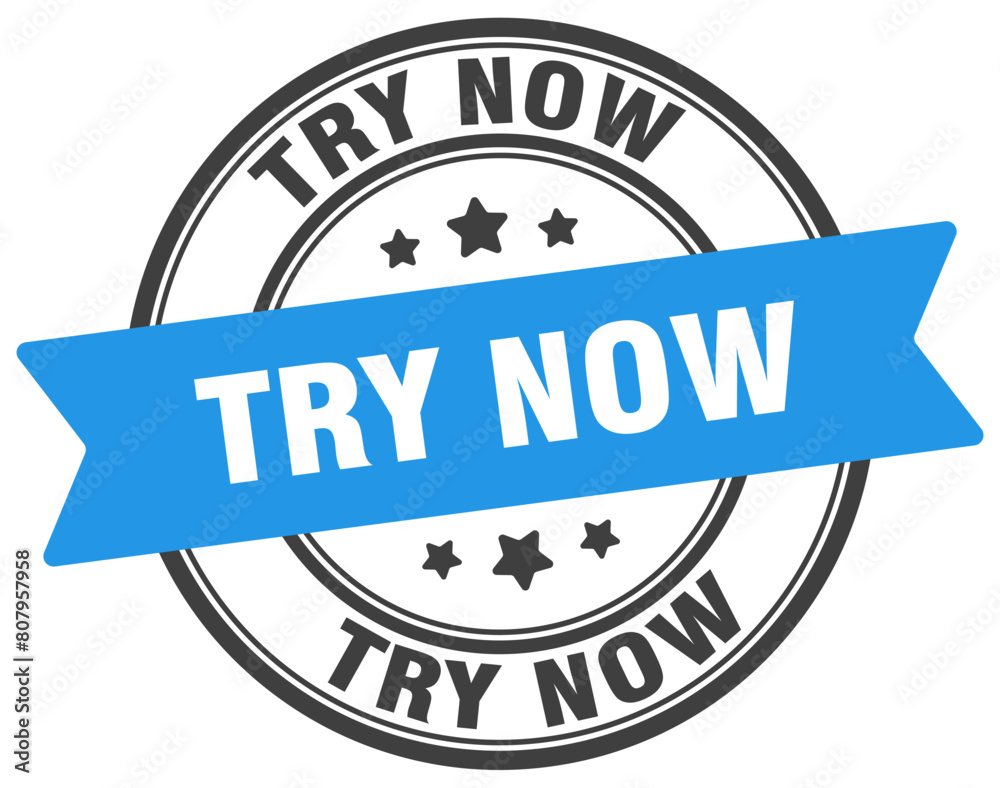 try now stamp. try now label on transparent background. round sign ...
