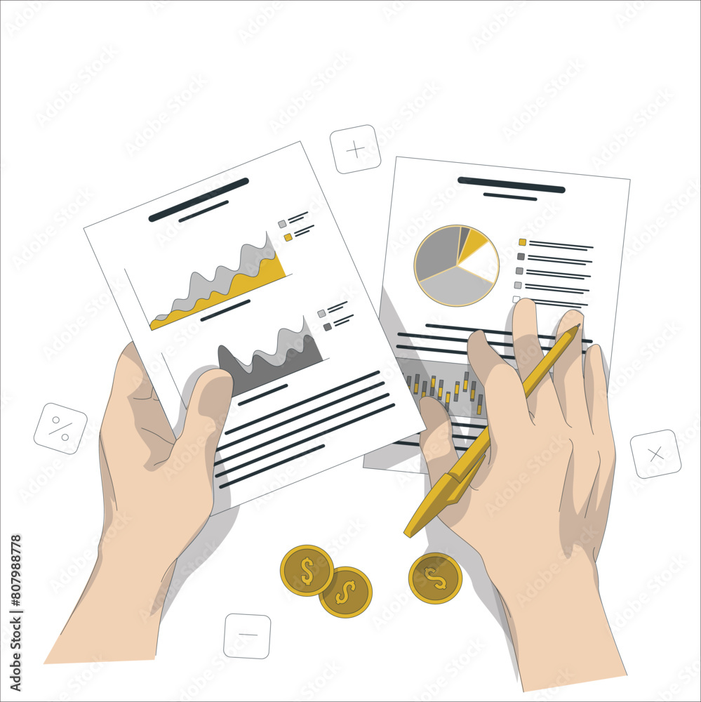 Male finance staff Is explaining the performance from the company's ...