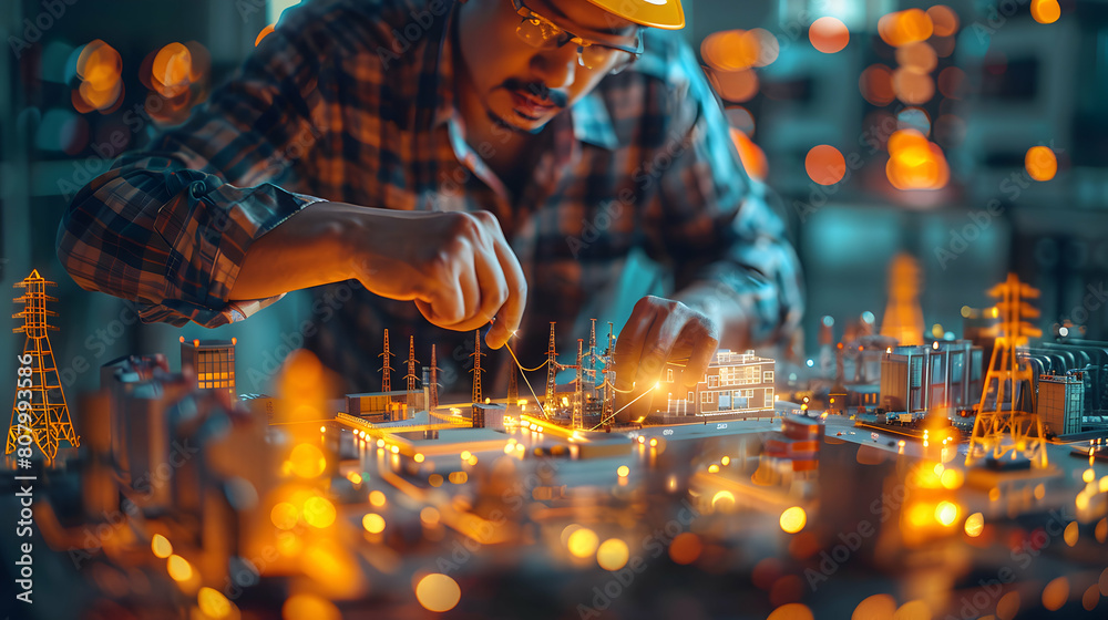 Electricity Engineer Creating Realistic Power Grid Simulation Model to ...