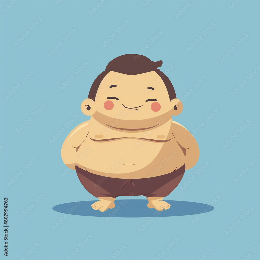 Cute Japanese sumo athlete 2d cartoon illustration isolated on blue ...