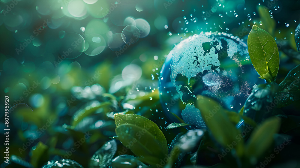 Interconnected Natural Elements: Globe Icon Surrounded by Nature ...