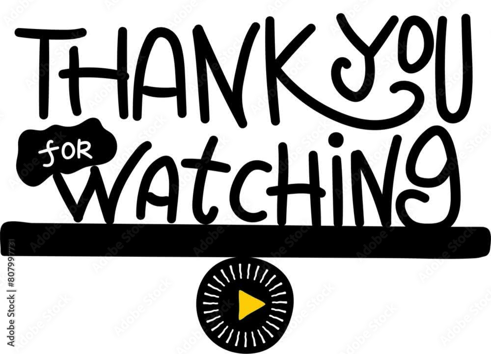 Black Handwritten Thank You for Watching Animation with Transparent ...