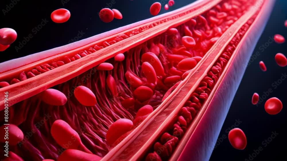 blood vessel, showcasing the detailed internal structure of arteries ...