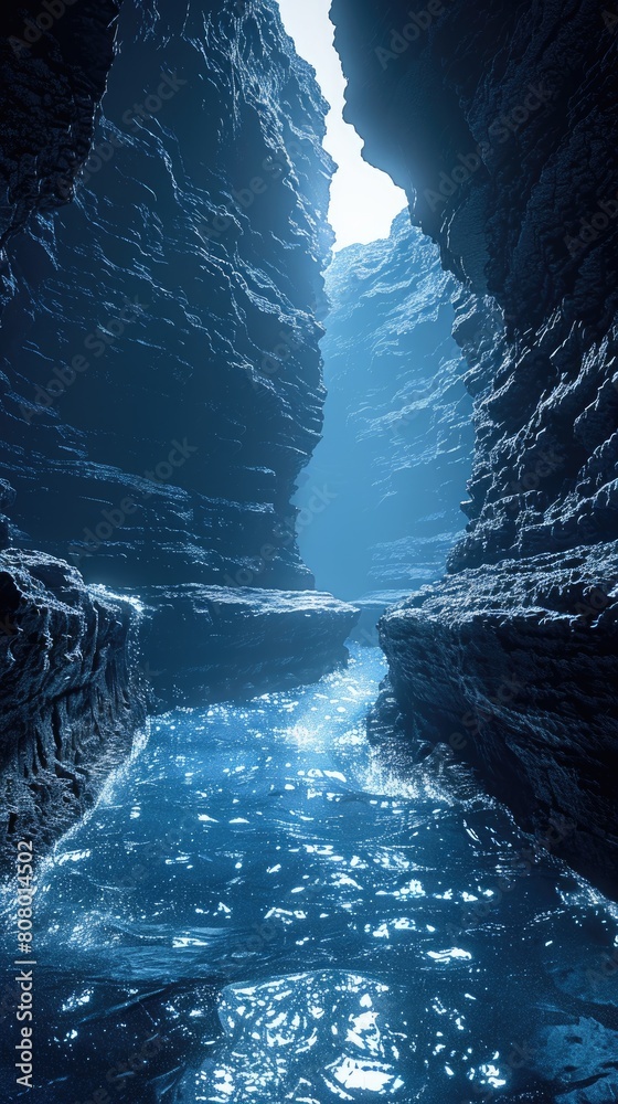 The unique echo of a singerâ€™s voice in a vast cave, sound waves ...