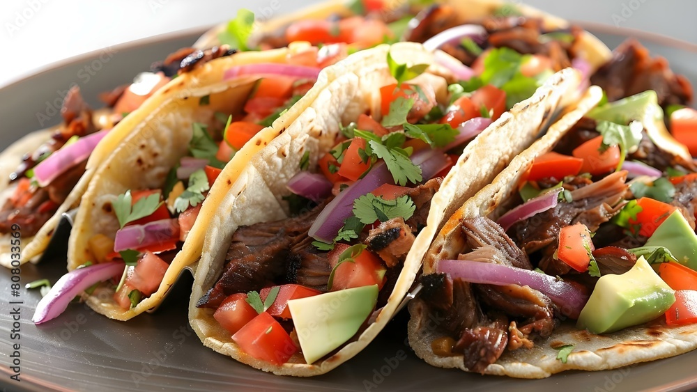Plate of Mexican carne asada street tacos on a clear background ...
