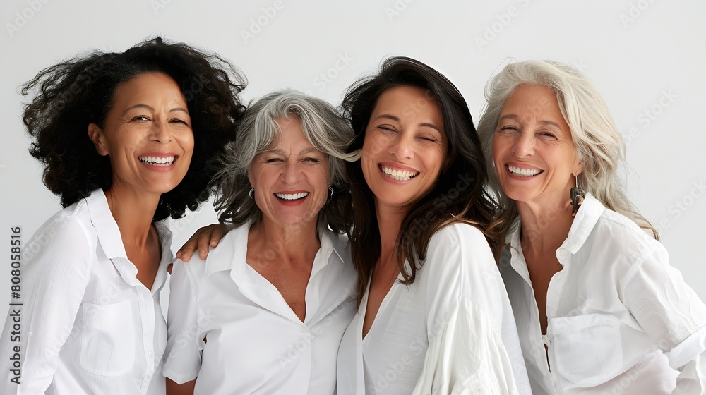 Female models of different ages celebrating their natural bodies in a ...