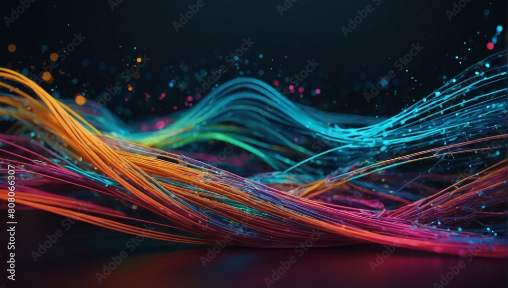 Vibrant Data Streams, Abstract Neon Waves of Optic Fiber Cables in D AI ...