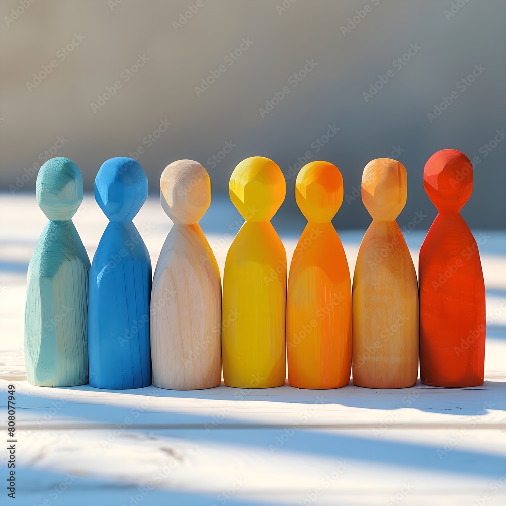Bunte Figuren in unterschiedlichen Farben. Konzept für diversity. Stock ...