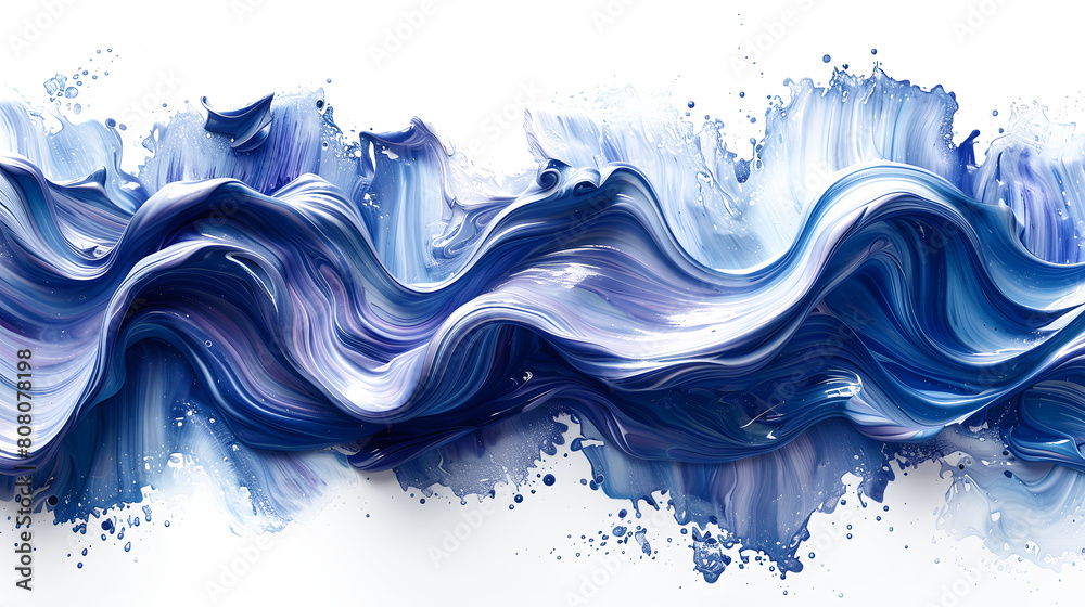 blue Brush brushstroke color ribbon paint stroke flow shape wavy design ...