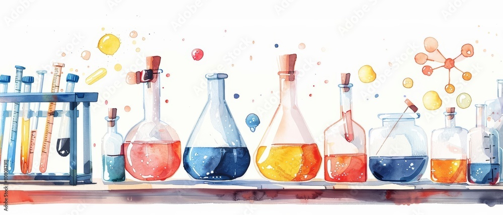 A watercolor of a laboratory scene highlighting medical research in ...