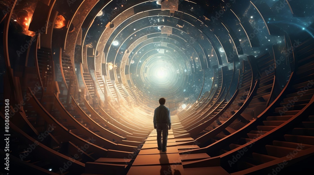 A sci-fi concept depicting the space of time as an endless, spiraling ...
