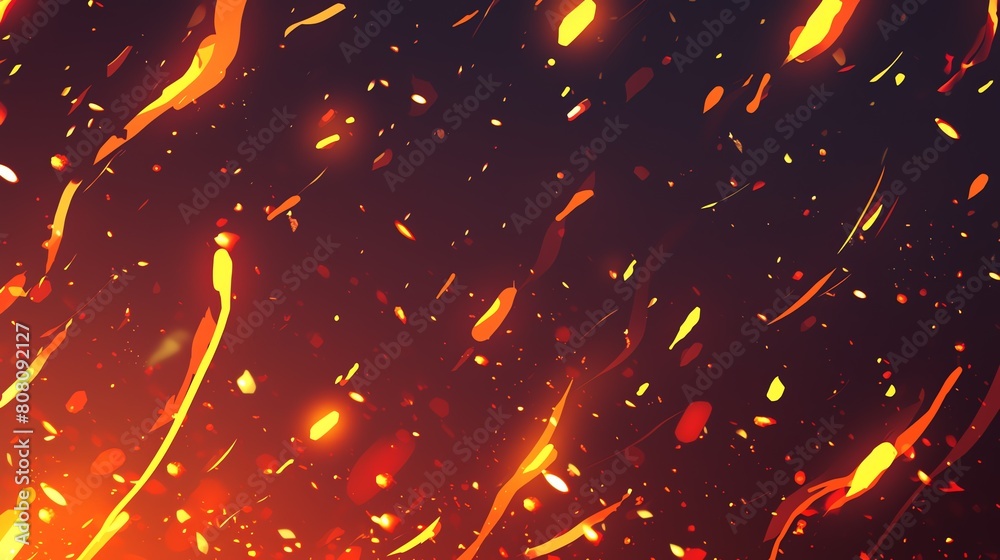 Glowing embers floating upwards in a fiery dance of light and heat ...