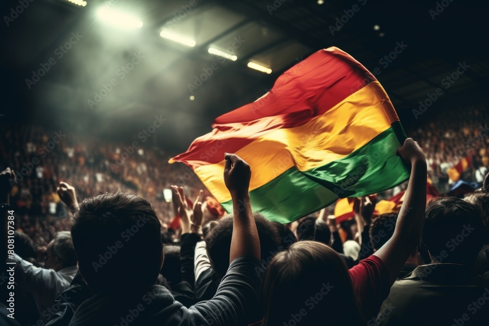 Passionate football fans celebrate victory at stadium with national ...