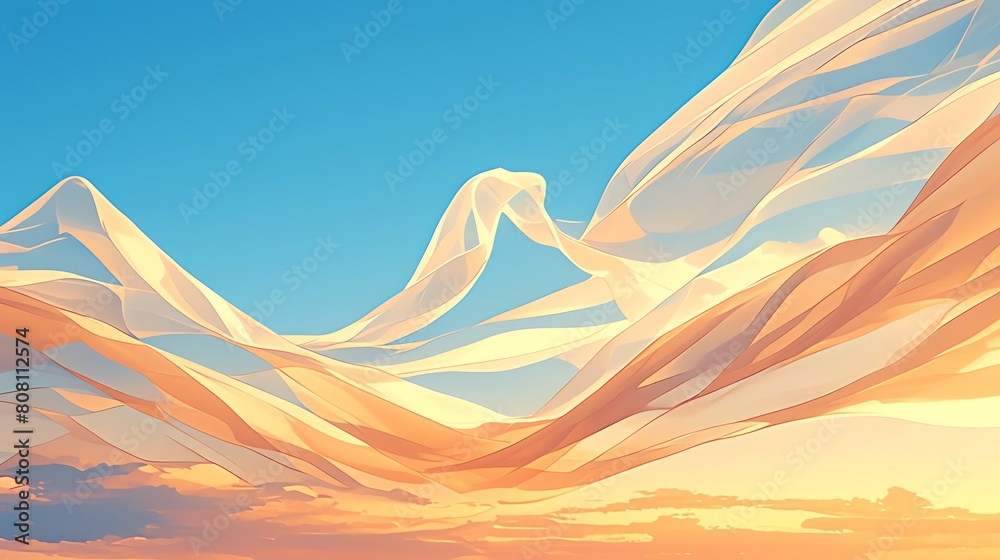 Layers of translucent fabric billowing in the wind, creating a sense of ...