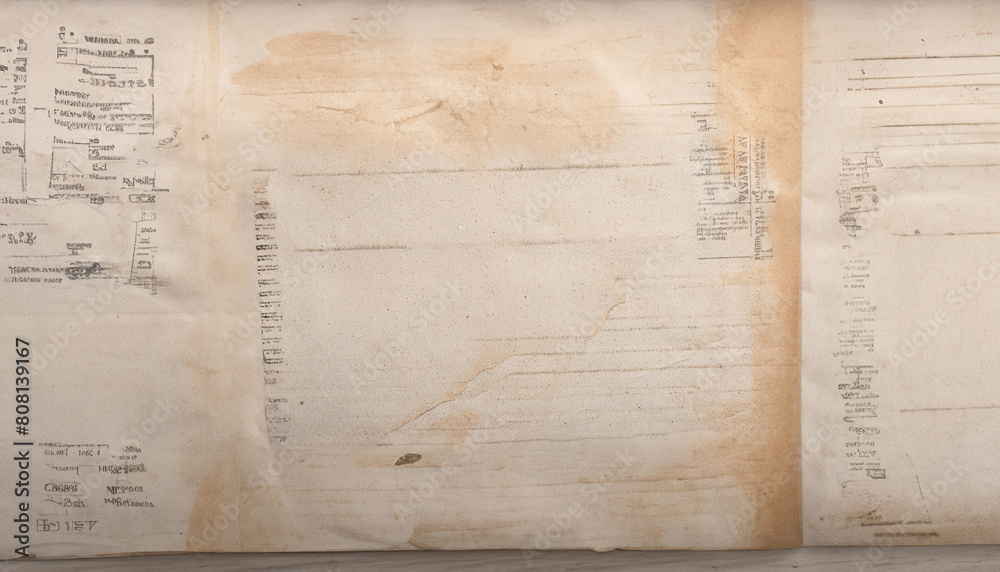 An old parchment-like surface with faintly visible writing and ink ...