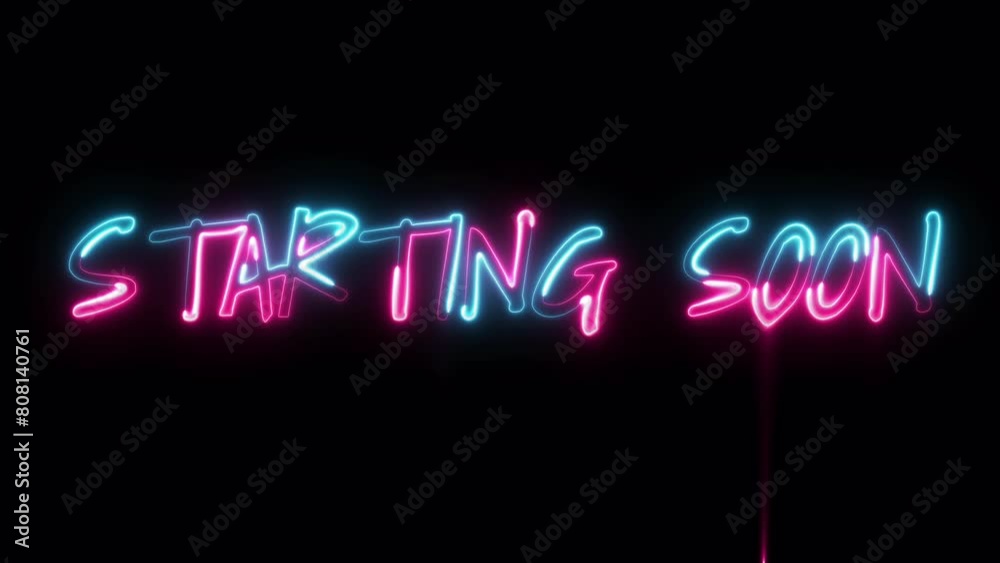 Stream starting soon neon text animation suitable for video live ...