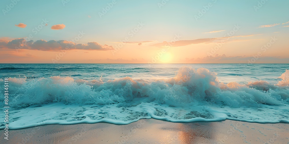 Digital painting of the sea rising into the sky The clear waters with ...
