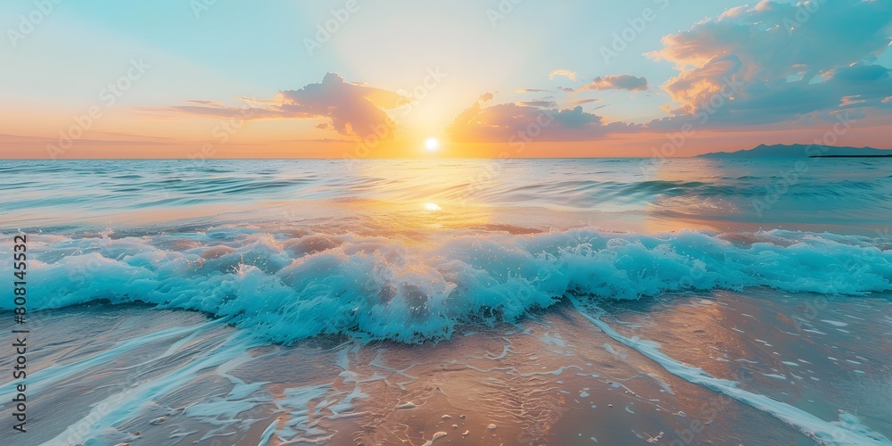 Digital painting of the sea rising into the sky The clear waters with ...