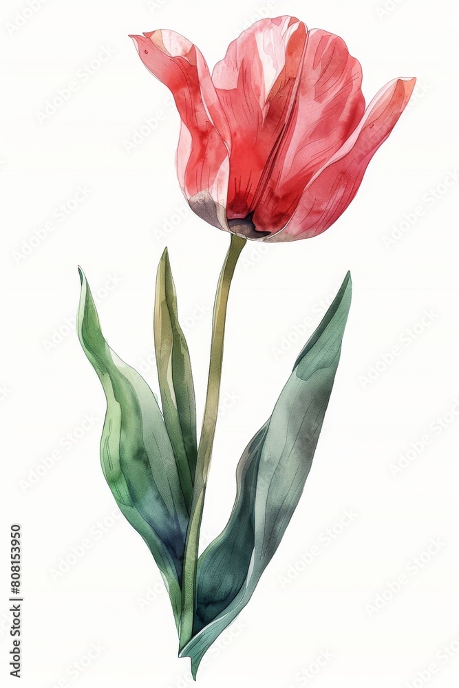 In the subtle washes of watercolor, a tulip emerges with timeless ...
