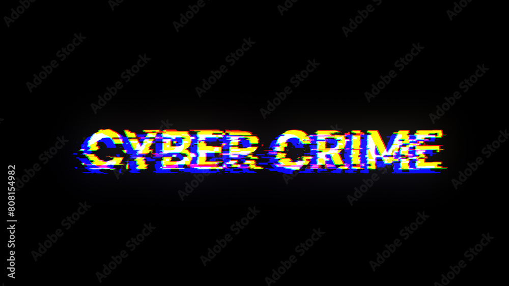 3D rendering cyber crime text with screen effects of technological ...