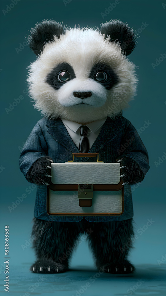 Ultra Realistic 3D Panda Business Consultant Icon in Isometric Scene ...