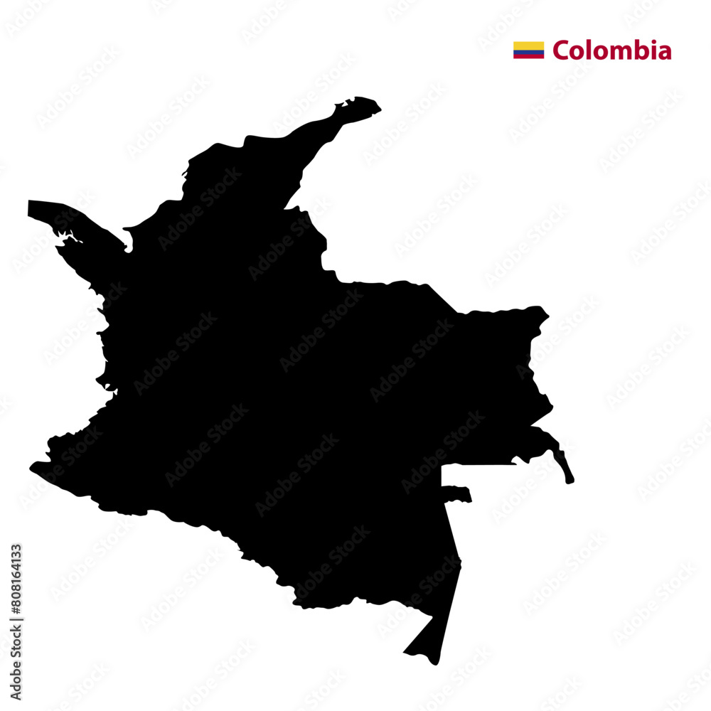 3d map of Colombia flag map, vector flag map. Colombia Map Colombian Country Map Black Stock ...