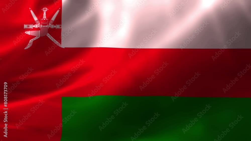 Realistic HD flag of the Oman waving in the wind. Close up of Oman Flag ...
