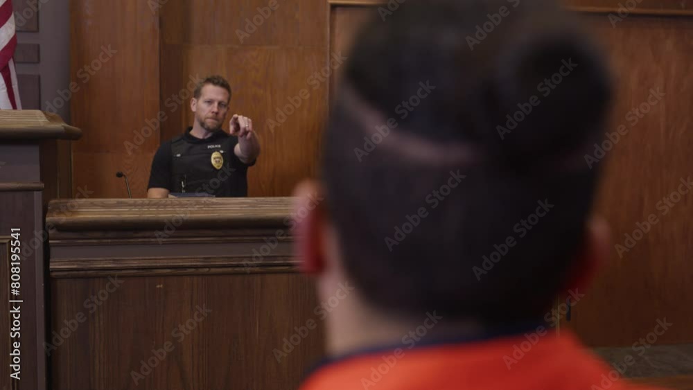 arresting officer pointing to suspect in court room Stock Video | Adobe ...
