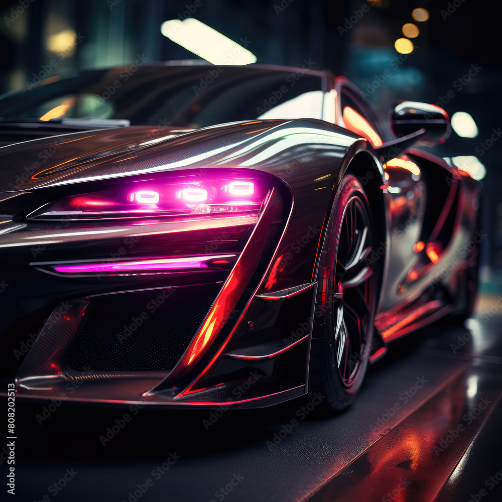 Aerodynamic body kit upgrade on a racing car in a vivid, energetic ...
