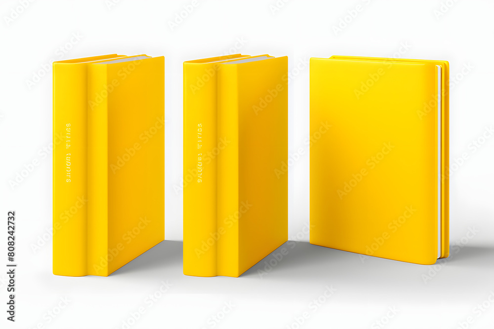 Set of bright yellow book cover mockups Generation AI, Stock ...